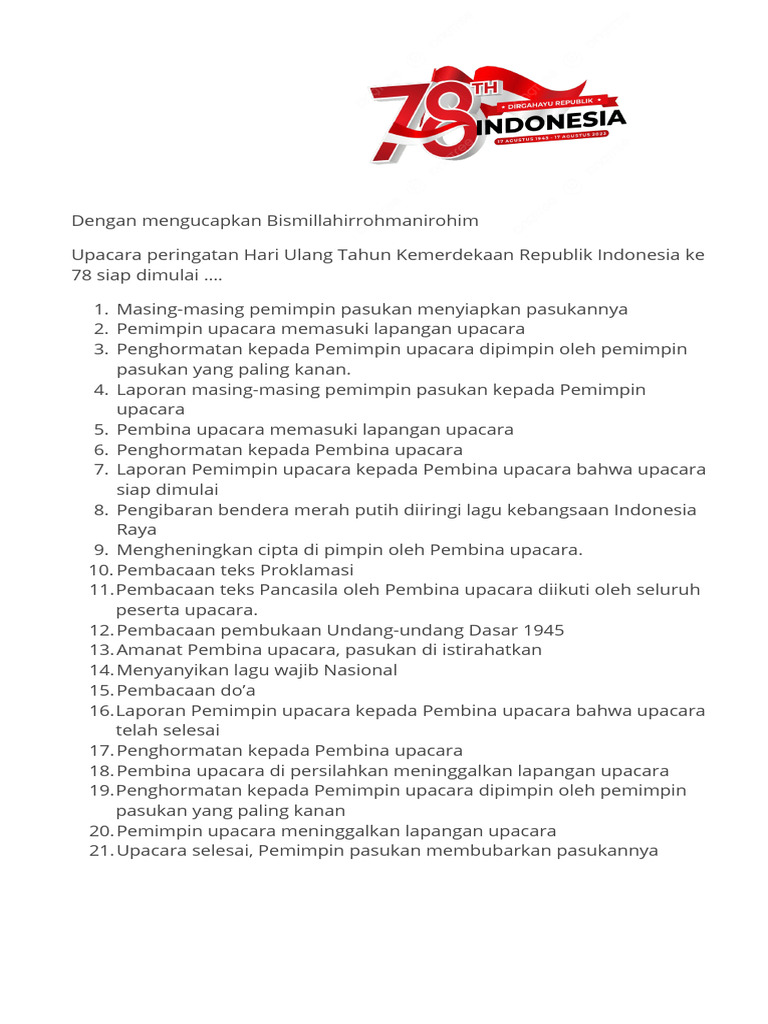 Teks MC Upacara | PDF