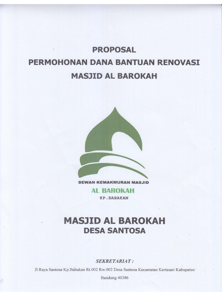 Proposal Masjid Al-Barokah Babakan | PDF