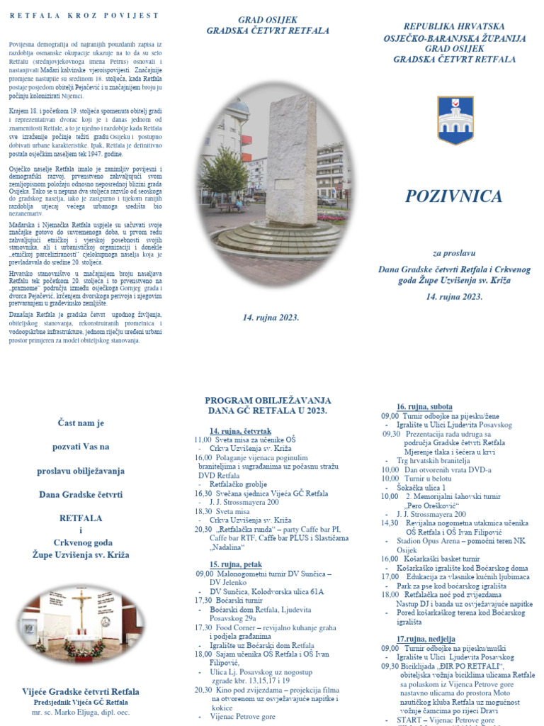 Pozivnica Za Dan GČ Retfala 14.09.2023 | PDF