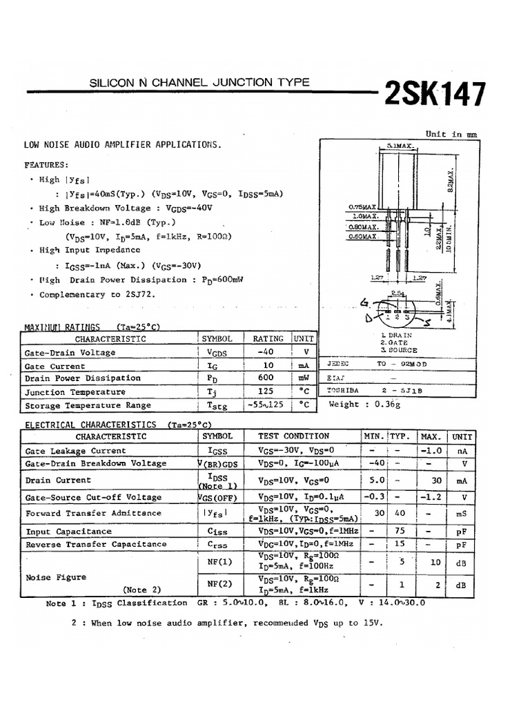 2SK147 Datasheet | PDF