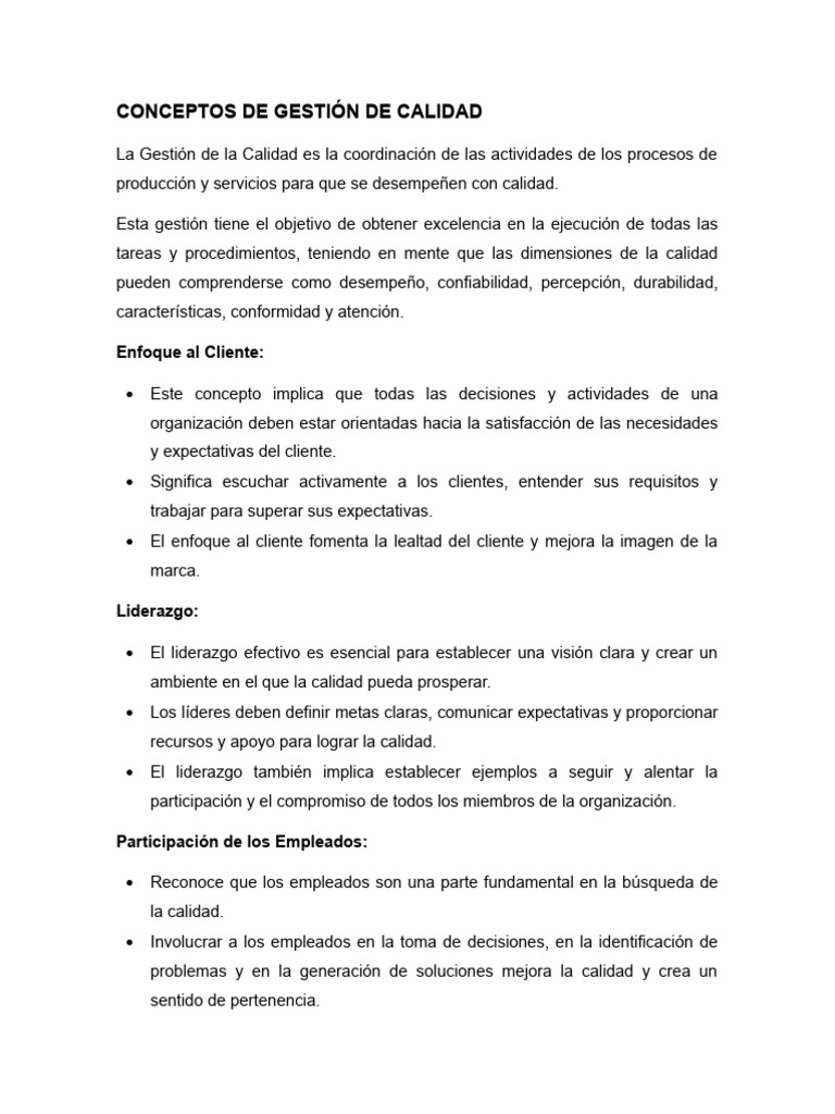 CONCEPTOS DE GESTIÓN DE CALIDAD y AUTORES | PDF | Calidad (comercial) | Gestión de la calidad