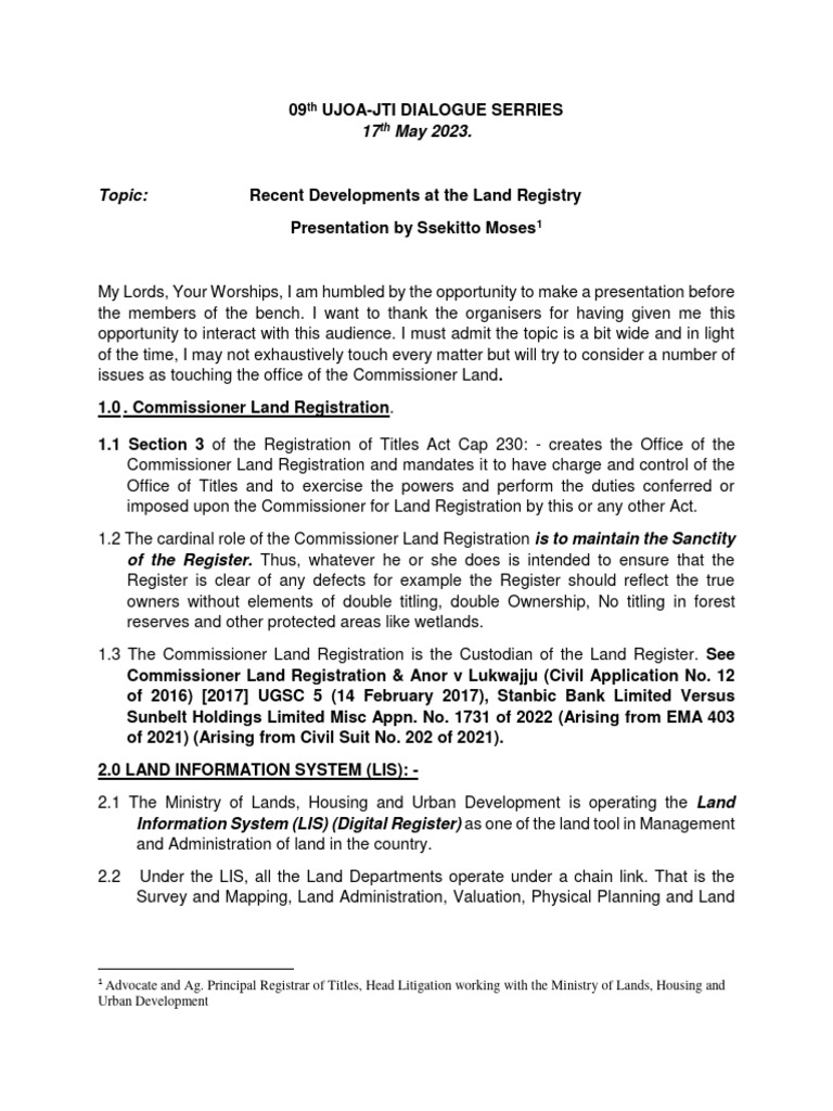Recent Developments at The Land Registry Final | PDF | Magistrate ...