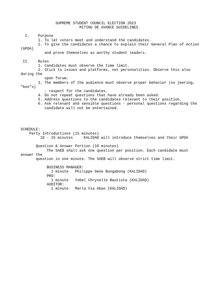 Miting de Avance Guidelines PDF | PDF