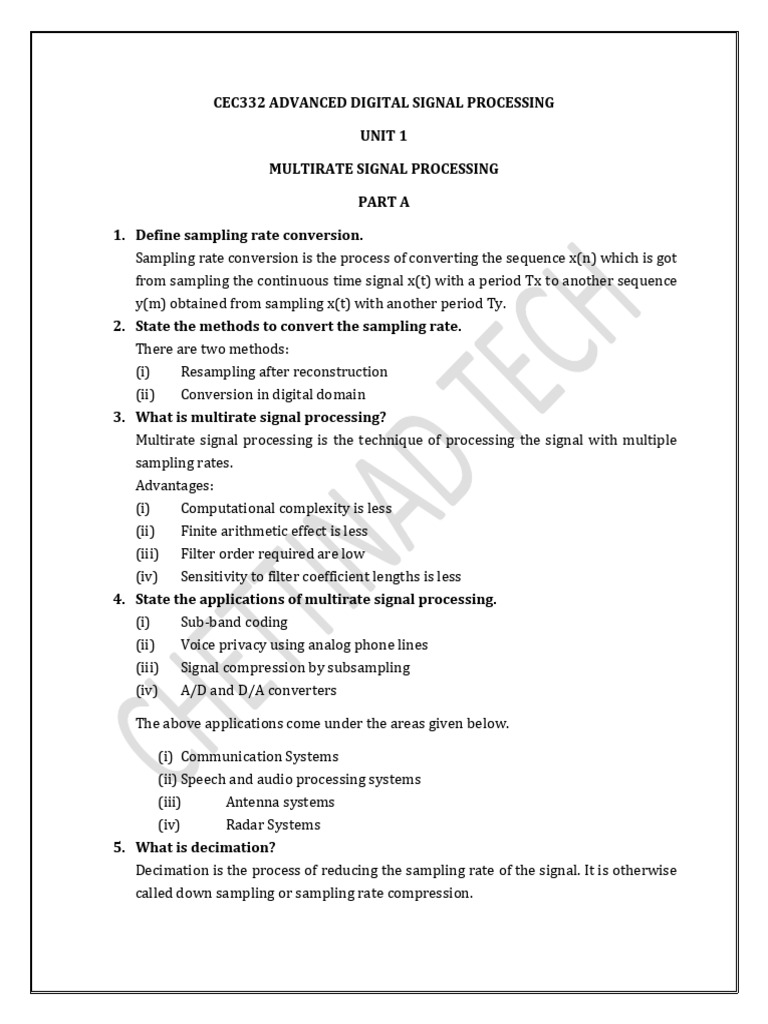 ADSP Unit 1 QB | PDF ADSP Unit 1 QB | PDF