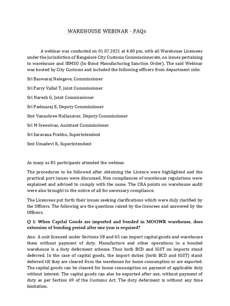 Warehouse Faq | PDF | Taxes | Government Finances