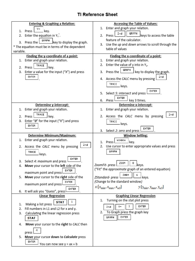 Calculators Reference Sheet Science | PDF | Regression Analysis ...