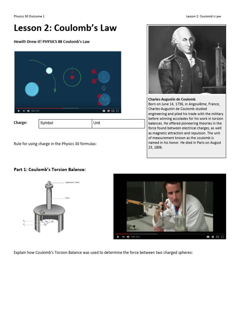 Lesson 2 Coulombs Law | PDF | Electric Charge | Force