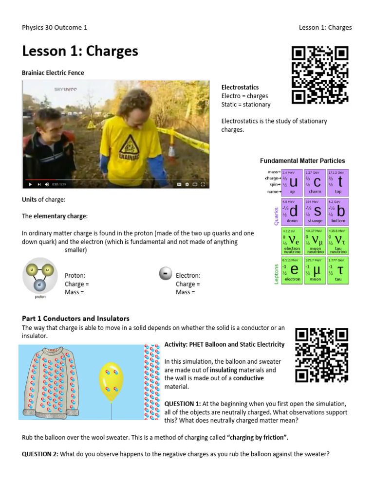 Lesson 1 Charges | PDF | Electric Charge | Electrostatics