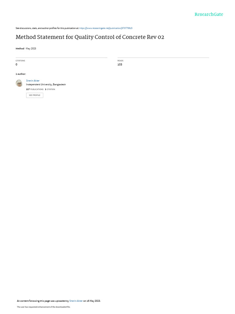 Method Statement of Quality C Concrete Rev 02 | PDF | Concrete