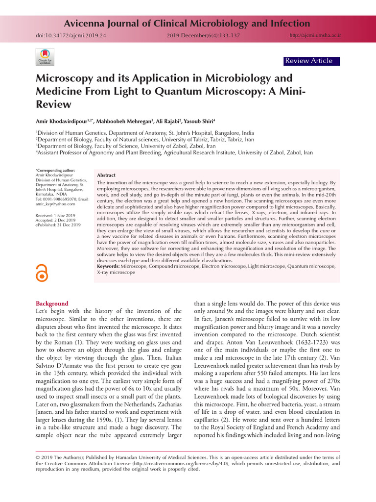 Microscopy and Its Application in Microbiology and | PDF | Microscope | Microscopy