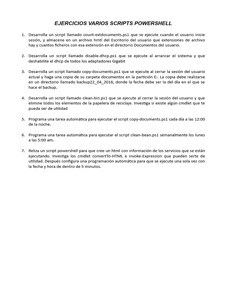 Scripts PowerShell para Tareas Automáticas | PDF | Informática