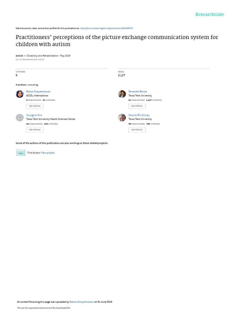 Practitioners' Perceptions of The Picture Exchange Communication System ...