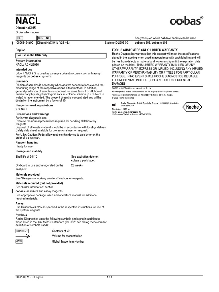Insert NACL 0208063494190c503 V2 en | PDF | Sodium Chloride | Shelf Life