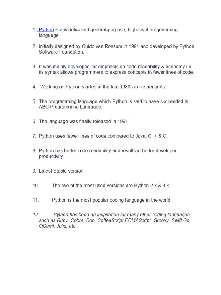 Lecture 1 Intro | PDF | Python (Programming Language) | Object Oriented ... Lecture 1 Intro | PDF | Python (Programming Language) | Object Oriented ...