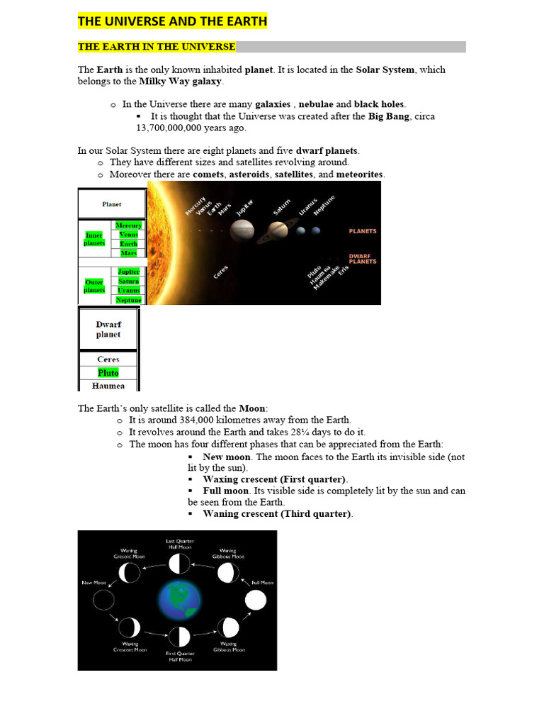 The Universe and The Earth | PDF | Earth | Solar System