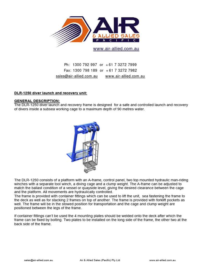 AirAlliedSales-DLR-1250 Off-Shore Diver Launch and Recovery System ...