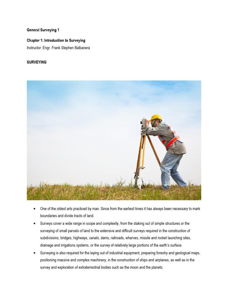 CHAPTER 1 - Introduction To Surveying | PDF | Surveying | Errors And Residuals