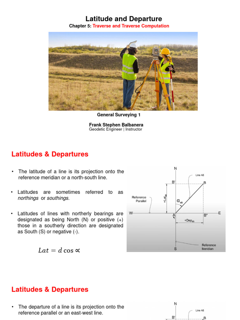 CHAPTER 5 - Traverse and Traversing Computations | PDF | Latitude | Surveying