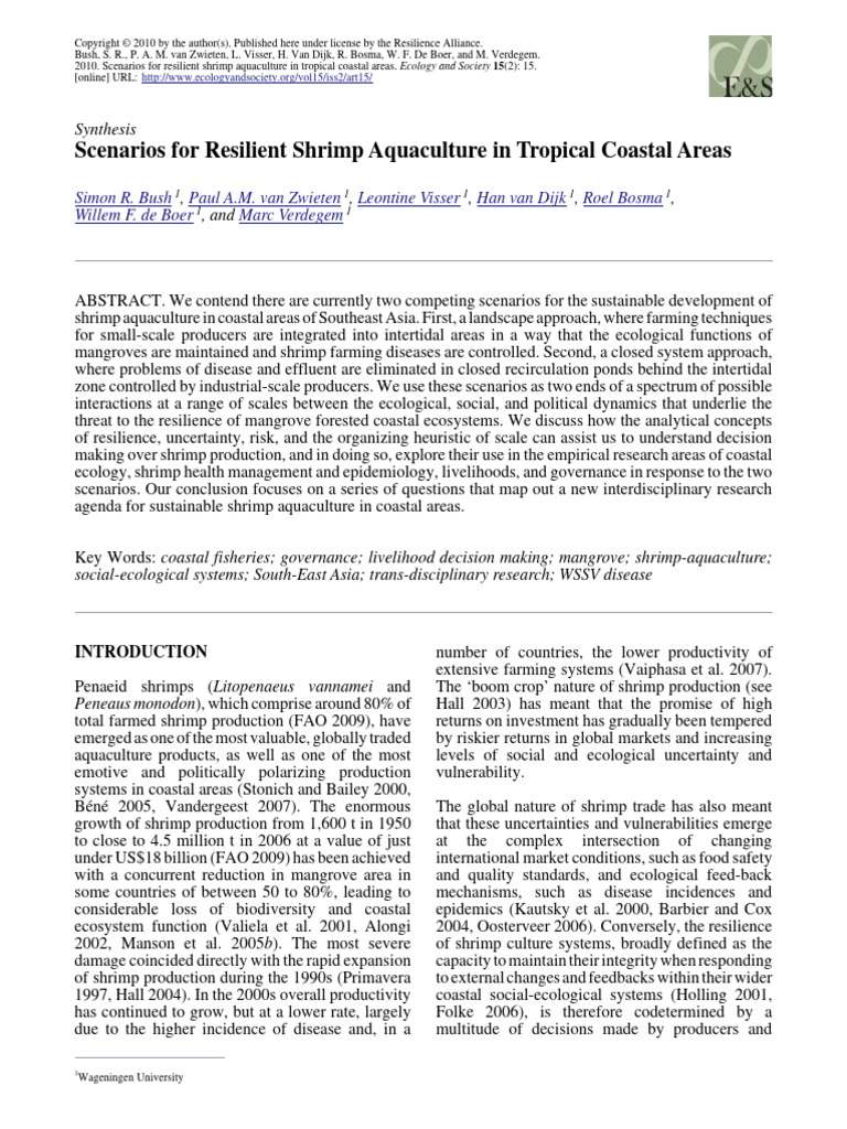 Bush Et Al 2010 | PDF | Ecological Resilience | Aquaculture