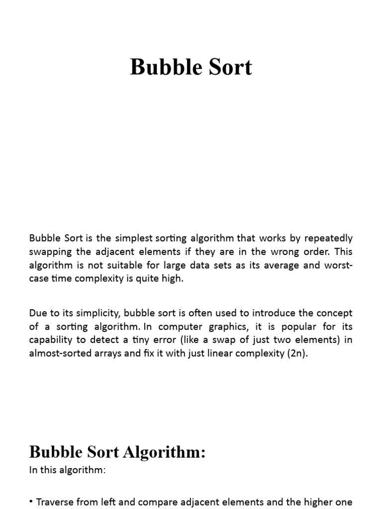 Bubble Sort | PDF | Time Complexity | Applied Mathematics