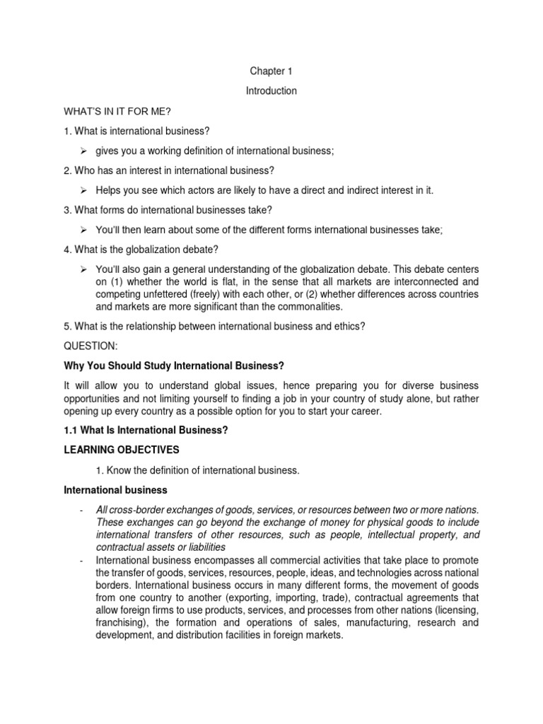Chapter 1 IBT | PDF | Strategic Management | Swot Analysis