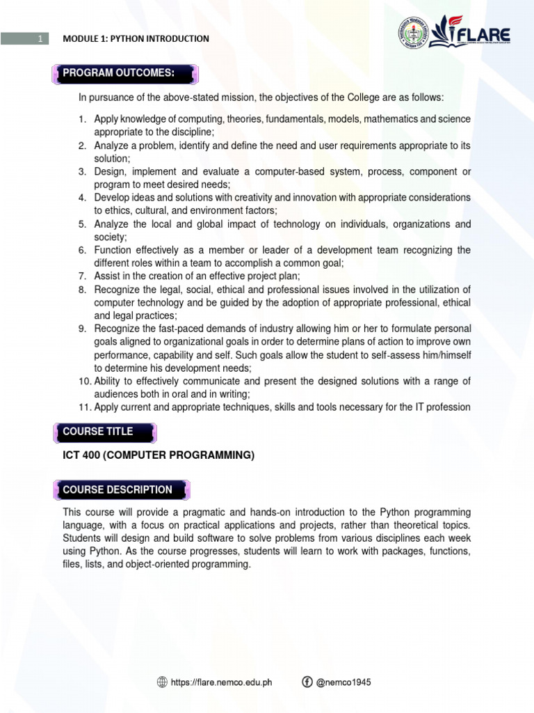 Ict 400 (Computer Programming) | PDF | Variable (Computer Science ... Ict 400 (Computer Programming) | PDF | Variable (Computer Science ...