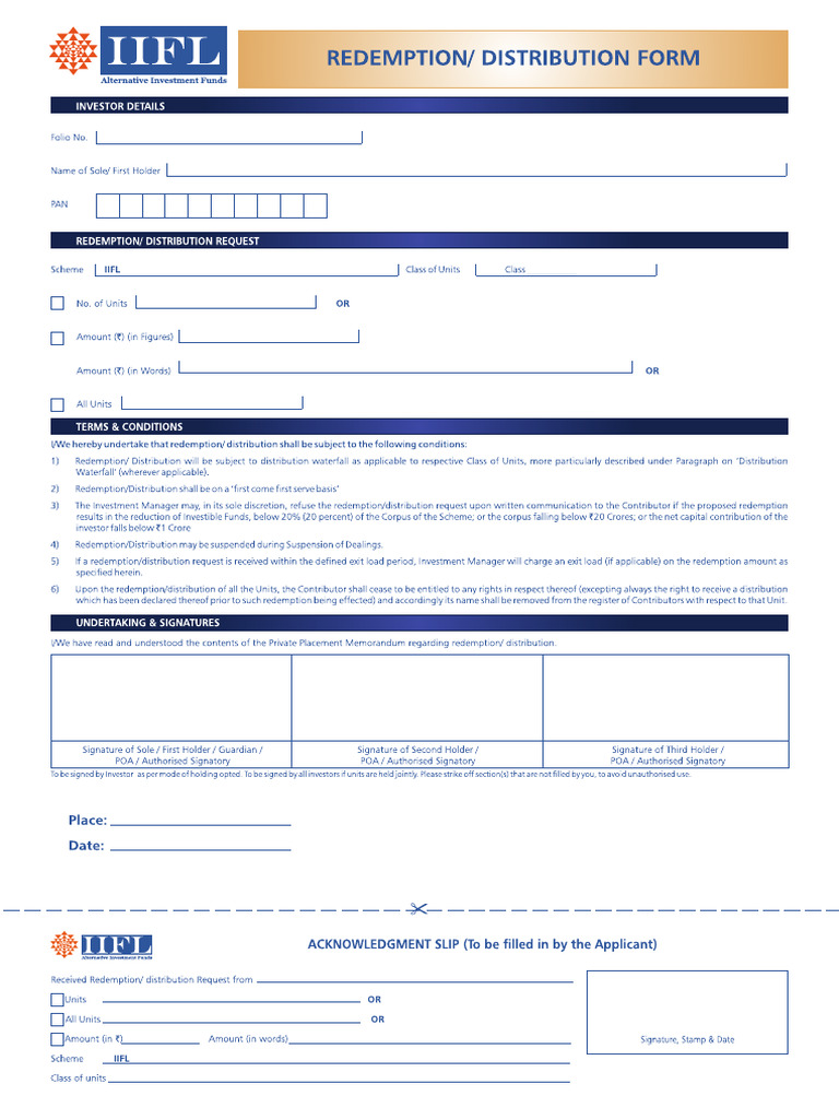 Aif Redemption Form Format | PDF