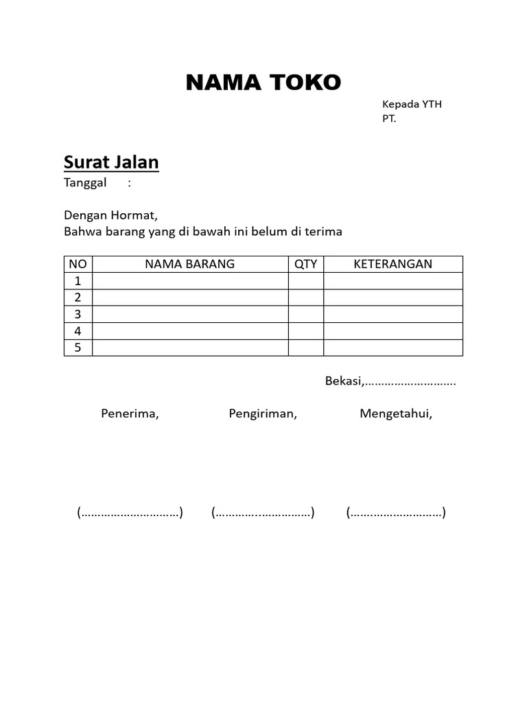 Surat Jalan Toko | PDF