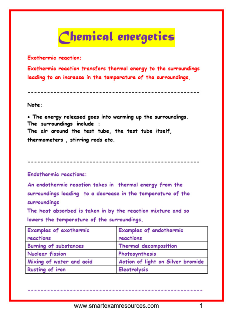 Exothermic and Endothermic Reactions | PDF | Chemical Reactions | Enthalpy