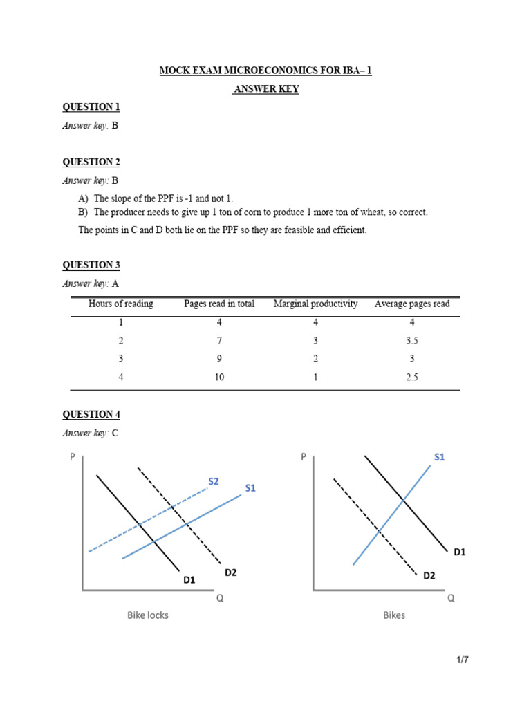 Microeconomics, Practice Exam Answerkey | PDF | Marginal Cost | Demand