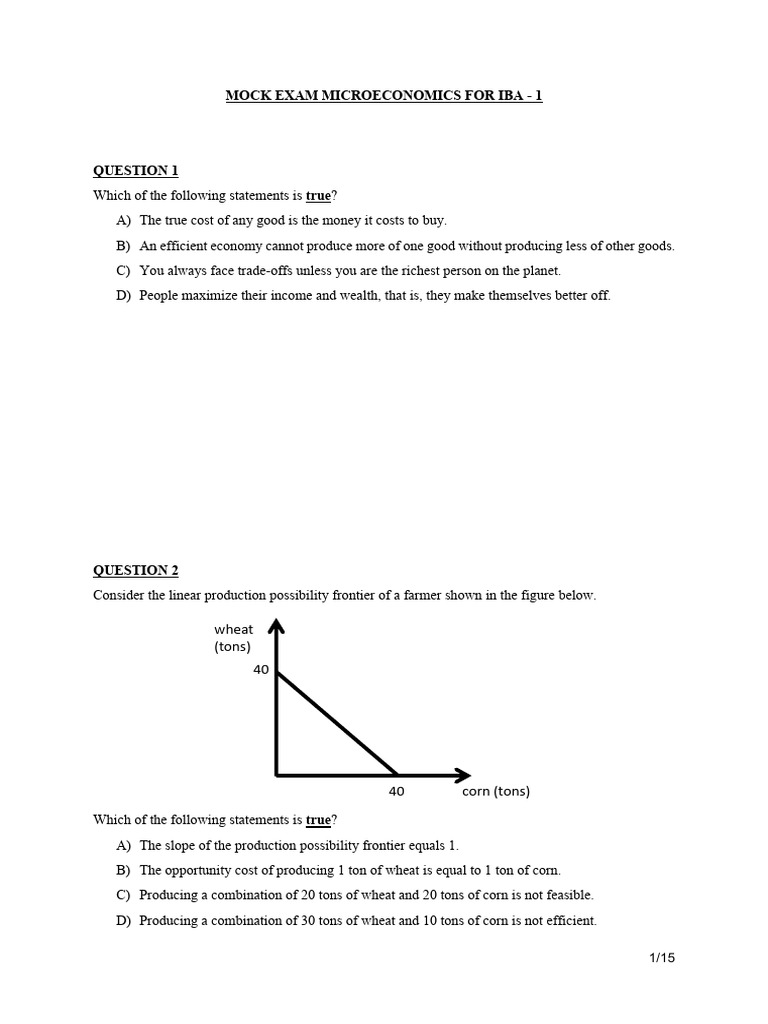 Microeconomics Mock Exam Questions | PDF | Long Run And Short Run ...