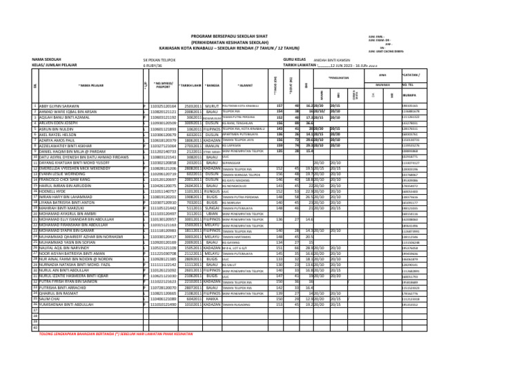 Borang Kesihatan 6R | PDF
