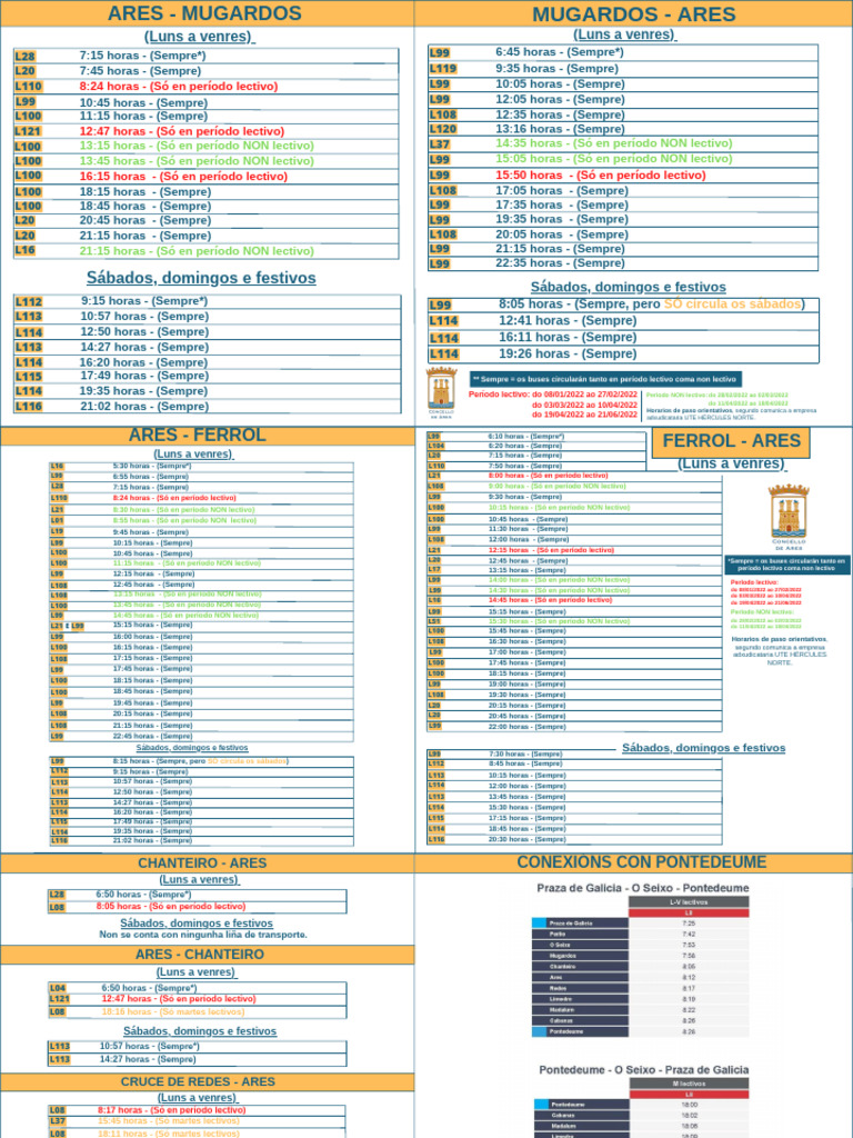 Horários de Ônibus Ares-Ferrol | PDF