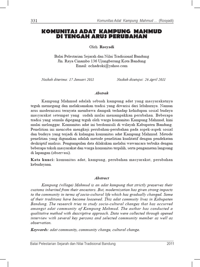 Komunitas Adat Kampung Mahmud Di Tengah C5b1501e | PDF