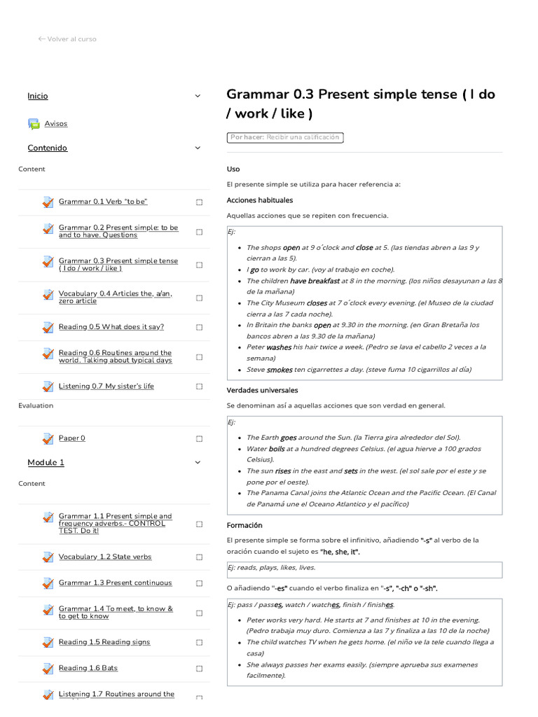 Inglés - Grammar 0.3 Present Simple Tense (I Do - Work - Like) | PDF | Semántica | Morfología ...