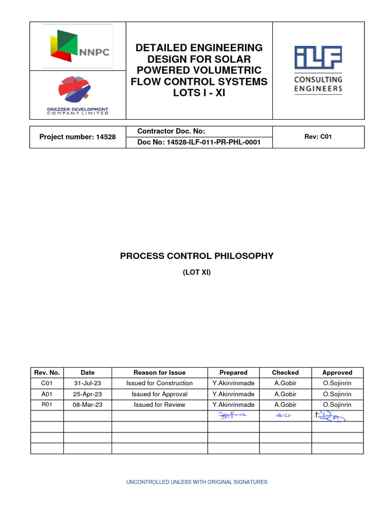 14528-ILF-011-PR-PHL-0001 - C01 - Process Control Philosophy | PDF ...