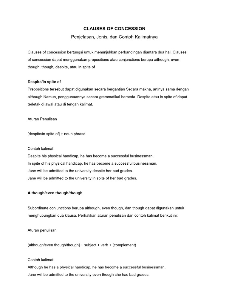 Concession Conjunctions | PDF