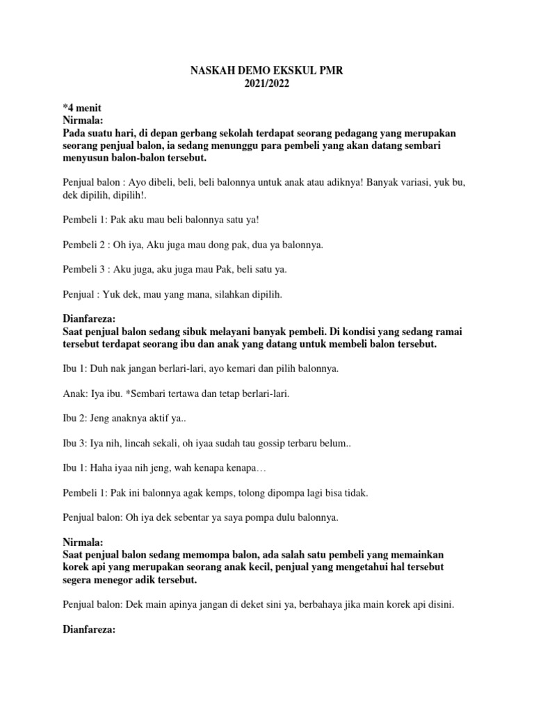 Naskah Demo Ekskul PMR | PDF