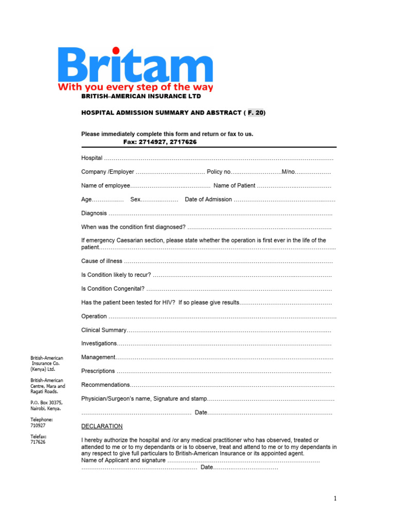 Britam Pre Auth | PDF | Health Sciences | Public Services