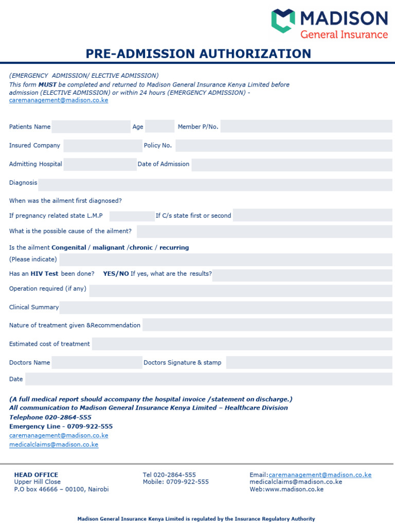 Madison Pre Authorization Form | PDF | Finance & Money Management