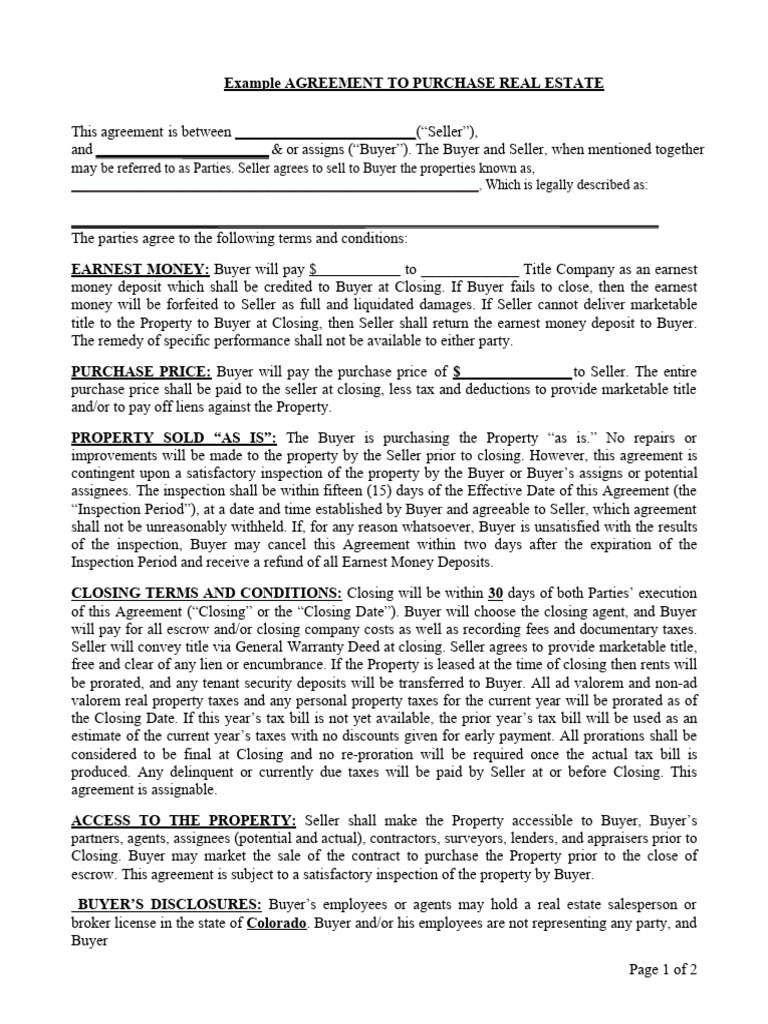 Example - Assignable Purchase Agreement | PDF | Sales | Taxes