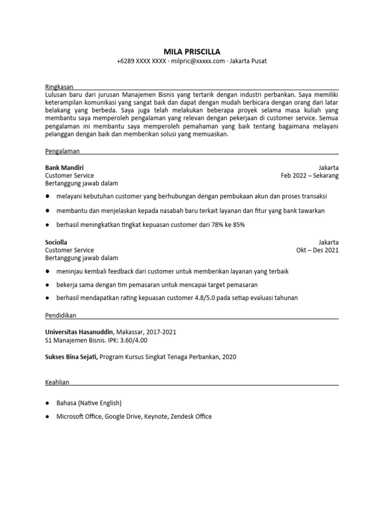 Template CV Kronologis | PDF | Bisnis