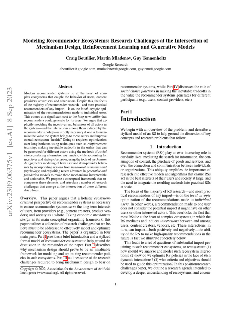Modeling Recommender Ecosystems: Research Challenges at The Intersection of Mechanism Design ...