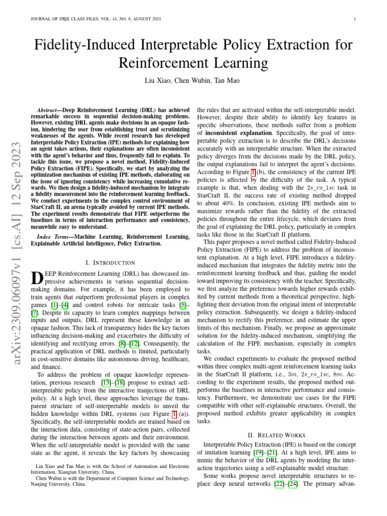 Fidelity-Induced Interpretable Policy Extraction For Reinforcement Learning | PDF | Cognitive ...