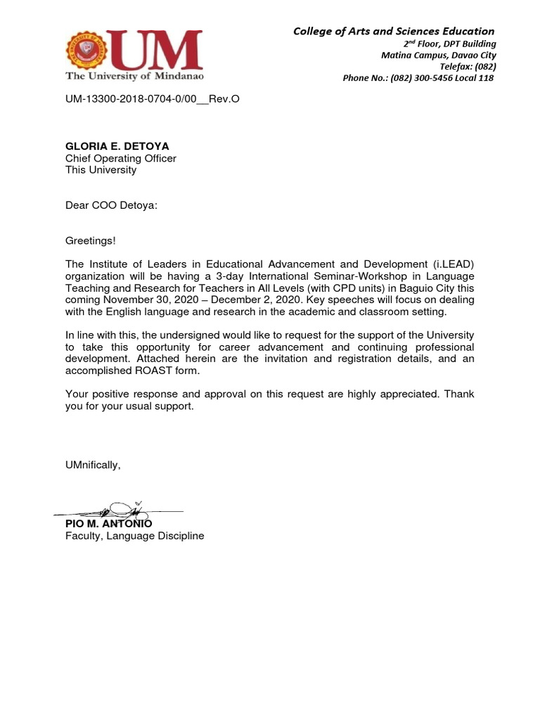Request for Seminar Attendance Approval | PDF