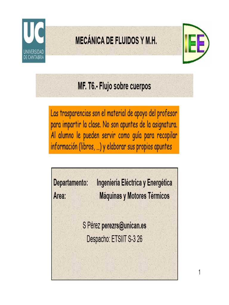 MF T06 Flujo Externo 4h | PDF | Arrastrar (Física) | Levantar (Fuerza)