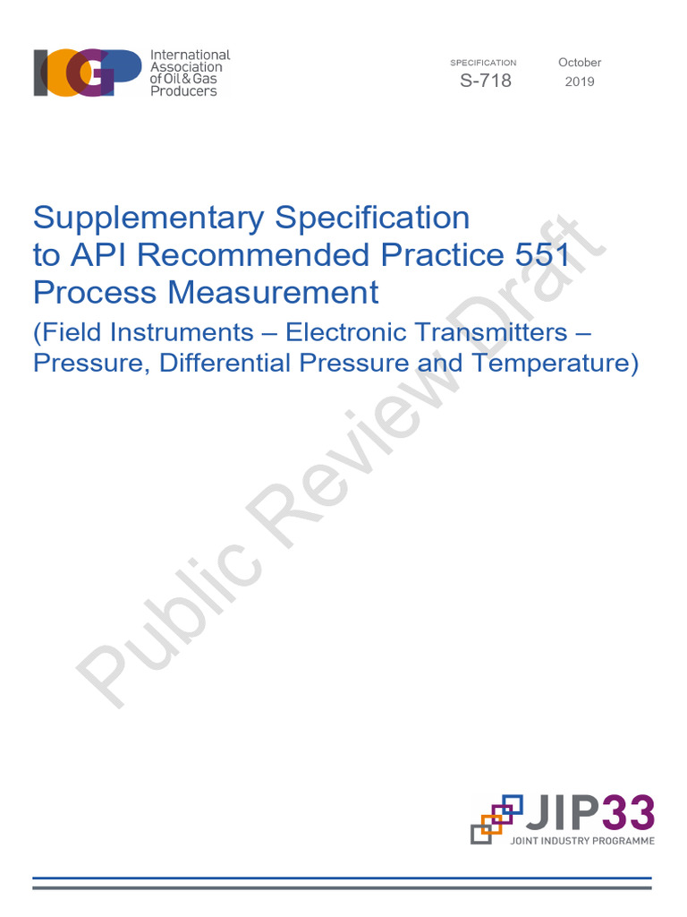 Supplementary Specification To API Recommended Practice 551 Process ...
