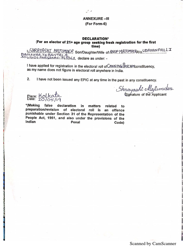 Age Declaration Form Pdf