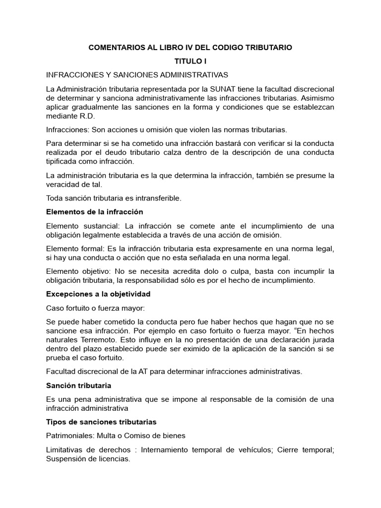 Comentarios Al Libro Iv Del Codigo Tributario | PDF | Multa (pena) | Justicia