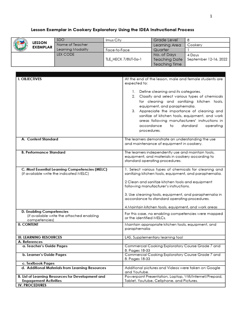 LE Cookery Week 3 Cleaning and Sanitizing | PDF | Dishwasher | Vacuum ...